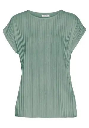 LASCANA Ribbed Short Sleeve Top - Sage
