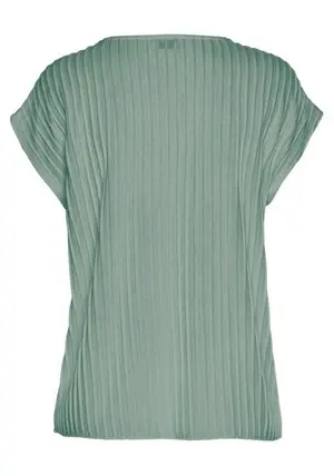 LASCANA Ribbed Short Sleeve Top - Sage