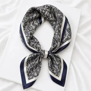 SILKSILKY Pure Silk Printed Square Scarf For - Black