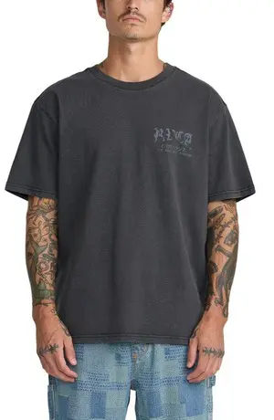 Rvca Big Press Cotton Graphic T-shirt - Black