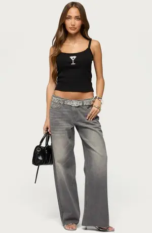 EDIKTED Raelynn Washed Low Rise Baggy Jeans