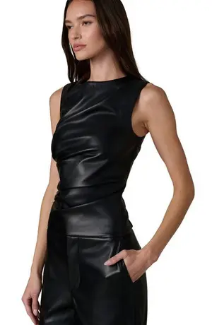 Joe's Jeans The Meg Faux Leather Sleeveless Top - Black