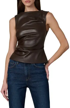 Joe's Jeans The Meg Faux Leather Sleeveless Top - Dark Chocolate