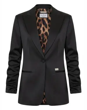 Philipp Plein Blazer With Peak Lapel And Metal Trim - Black