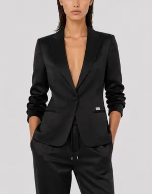 Philipp Plein Blazer With Peak Lapel And Metal Trim - Black
