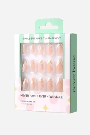 NEVER HAVE I EVER Simple But Make It A Statement Short Almond Press On Nails - Beige