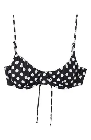 Mango Polka Dot Reversible Underwire Bikini Top - Black