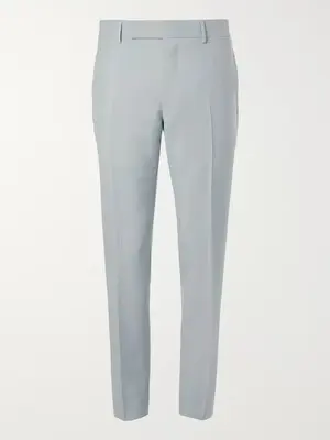 Dunhill Stone Slim-fit Mohair And Wool-blend Suit Trousers - Gray