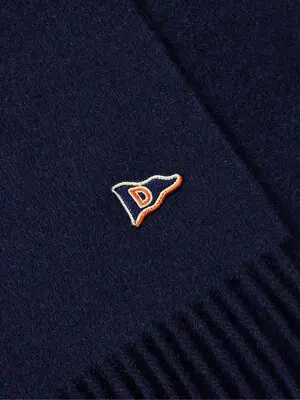 DRAKE'S Fringed Logo-appliquéd Wool Scarf