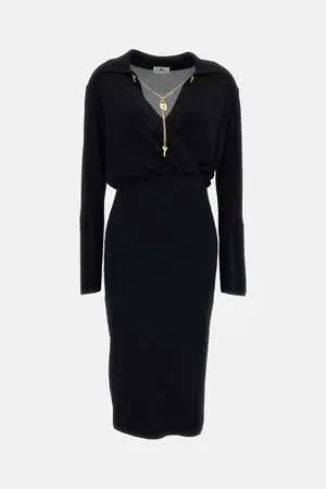 Elisabetta Franchi Knit Midi Dress - Black
