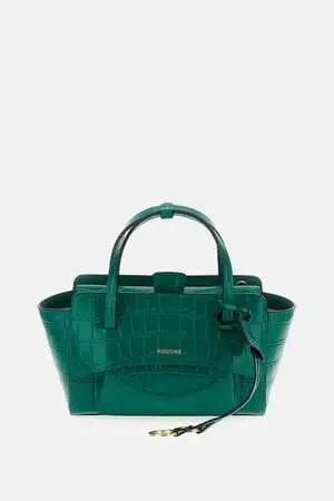 HIDESINS Coconut Effect Leather Shoulder Bag With Flap - Verde