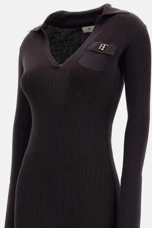 Elisabetta Franchi Ribbed Knit Midi Dress
