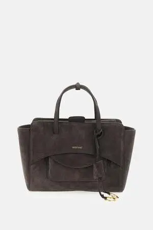 HIDESINS Suede Flap Crossbody Bag Grigio