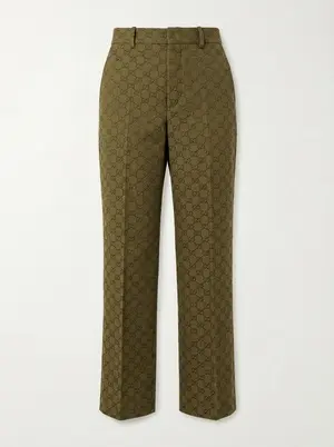 Gucci Gg Jacquard Tailored Trousers - Green