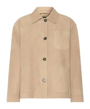 Max Mara Long Sleeve Leather Jacket - Beige
