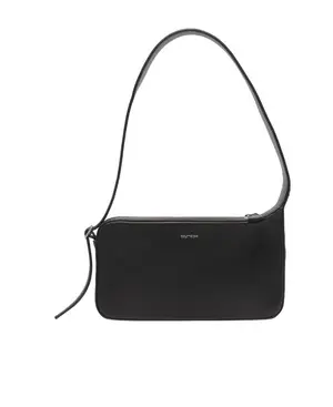 COURREGES Courrèges Logo Printed Zip-up Shoulder Bag - Black