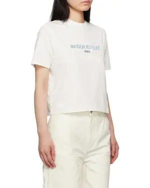 Maison Kitsuné Embroidered Logo Cropped T-shirt