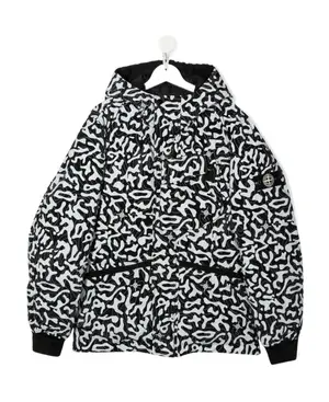 Stone Island Reflective Camouflaged Hooded Jacket - Black