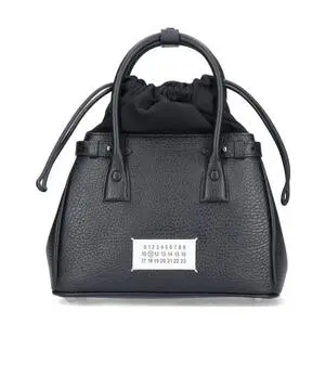MAISON MARGIELA 5ac Logo Patch Small Drawstring Tote Bag - Black