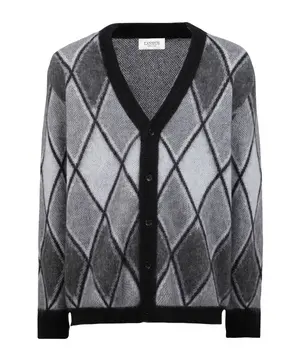 LANEUS Geomatrical Jacquard Knitted Cadigan - Gray