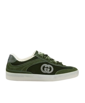 Gucci Gg Nylon Insert Interlocking G Sneakers - Deep Green