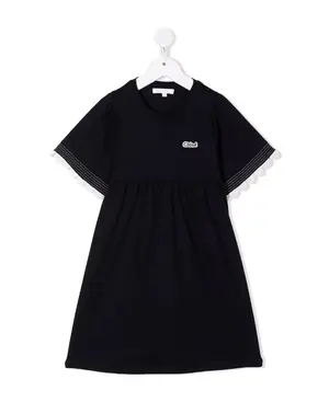 Chloé Embroidered Logo Flared Dress