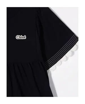 Chloé Embroidered Logo Flared Dress