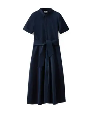 Woolrich Tied-waist Short-sleeved Shirt Dress - Black