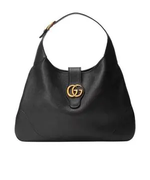 Gucci Aphrodite Large Shoulder Bag With Double G Clasp - Black