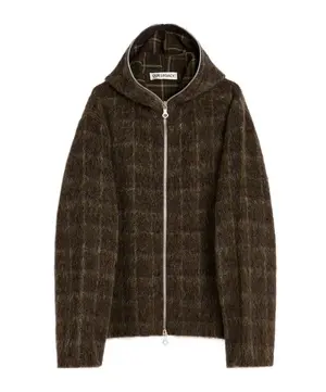 Our Legacy Hairy Wool Check Zip-up Sweatshirt