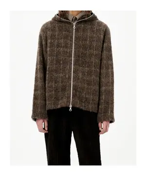 Our Legacy Hairy Wool Check Zip-up Sweatshirt