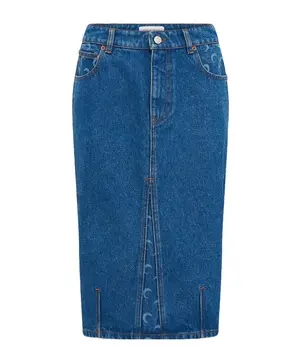 MARINE SERRE Moon Laser Denim Midi Skirt