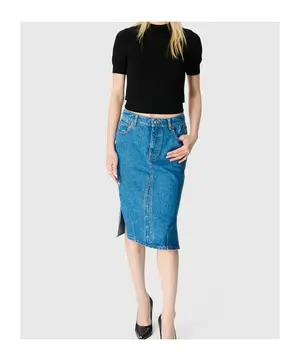 MARINE SERRE Moon Laser Denim Midi Skirt