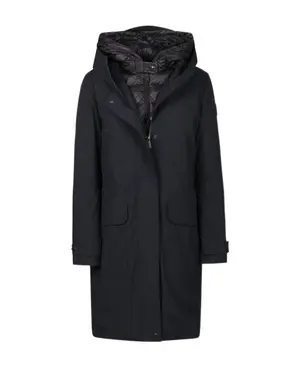 Woolrich Mid-length Hooded Coat - Black