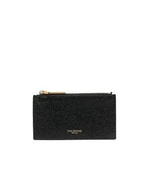 Thom Browne Logo Embossed Zipped Wallet - Black