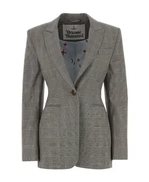 VIVIENNE WESTWOOD Single-breasted Checked Tailored Blazer - Gray