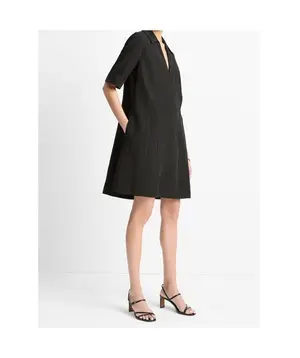 Vince Short Sleeve Shirt Dress - Black