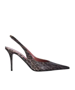 Amina Muaddi Snake Print High-heeled Sandals - Black