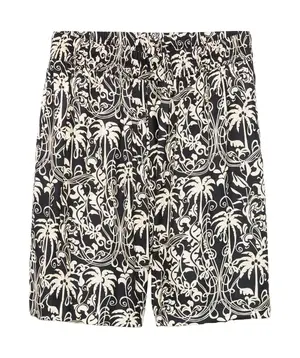 LANEUS Wide Leg Bermuda Shorts - Black