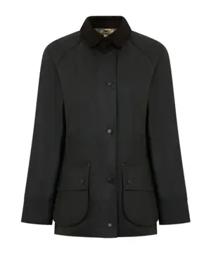 Barbour Beadnell Waxed Corduroy-collar Jacket - Black