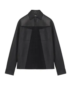 Alexander McQueen Panelled Leather Overshirt - Black