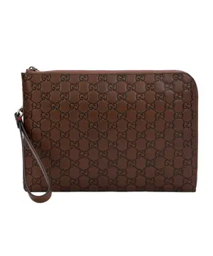 Gucci Gg Emblem Medium Clutch - Brown