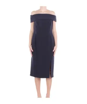 Ralph Lauren Off-the-shoulder Slit Detail Midi Dress