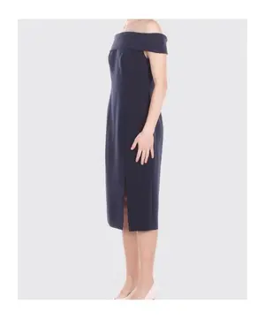 Ralph Lauren Off-the-shoulder Slit Detail Midi Dress