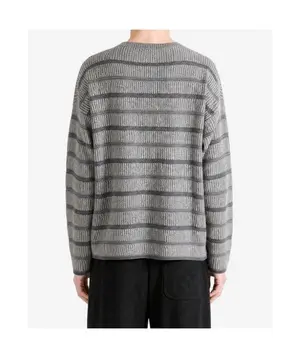 THE ELDER STATESMAN Striped Button-neck Sweater