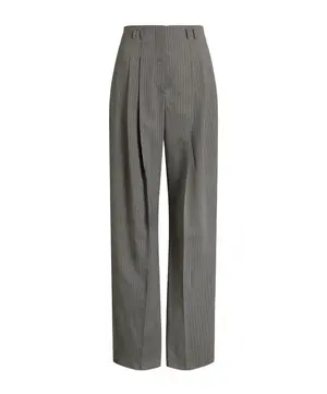 Alberta Ferretti Wide-leg Tailored Trousers With Pleats - Grey