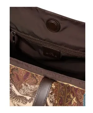 Etro Nylon Tote Bag With Pegaso Print And Paisley Motif - Brown