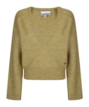 GANNI Long-sleeved Sweater - Green