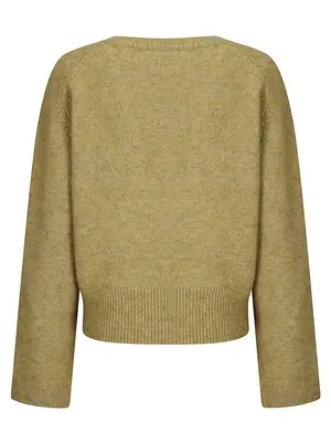 GANNI Mélange Deep V-neck Knitted Sweater