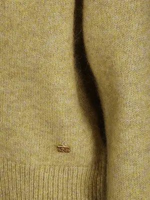 GANNI Mélange Deep V-neck Knitted Sweater